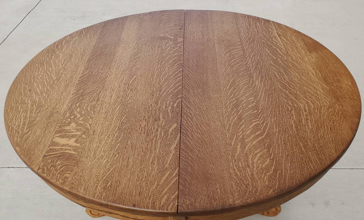 44" Round Antique Quarter Sawn Oak Table