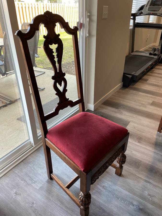 Antique Oak table and six chairs