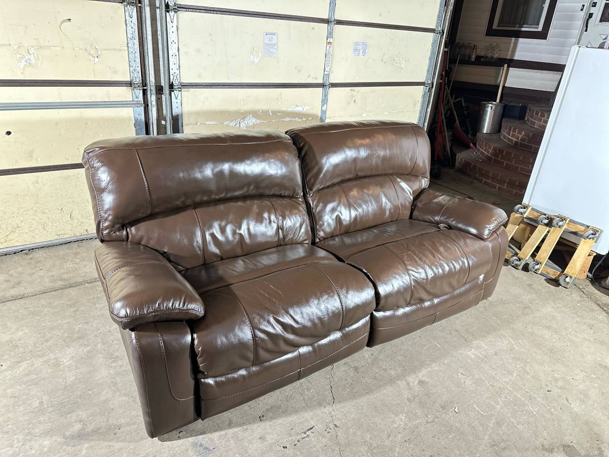FREE DELIVERY 🚚 Ashley furniture Real Leather brown Couch, sofa,recliner