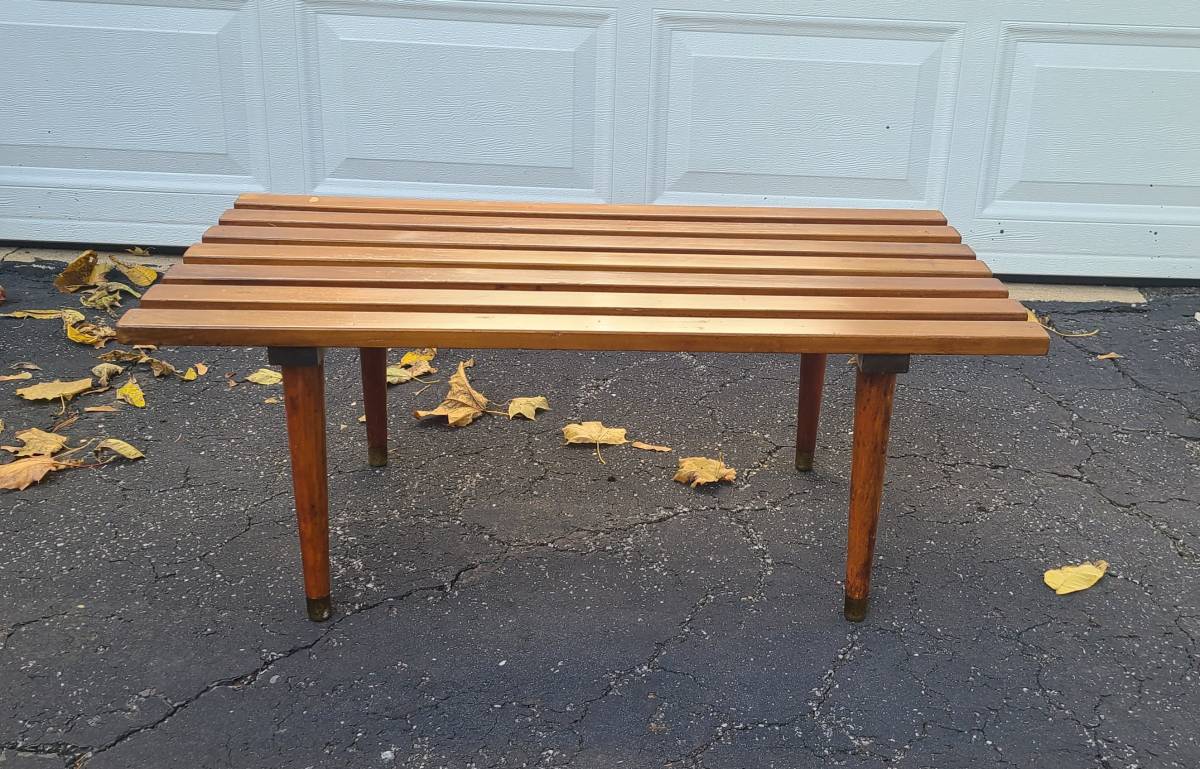 VINTAGE MID CENTURY MODERN SLAT BENCH TABLE