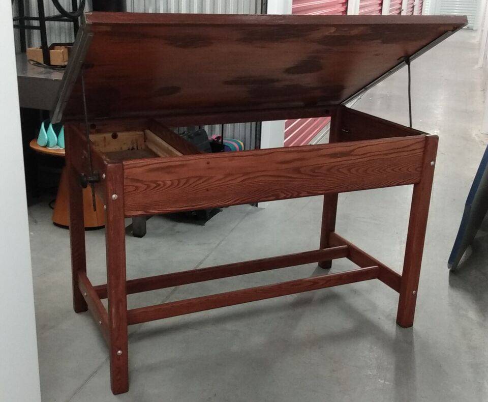 VINTAGE Hamilton Drafting Table Butcher Block Kitchen Island - 1940's