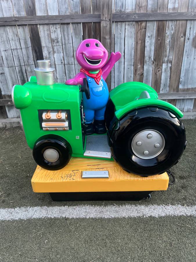 Coin Operated Barney the Dinosaur Tractor Kiddie Ride | Looknet