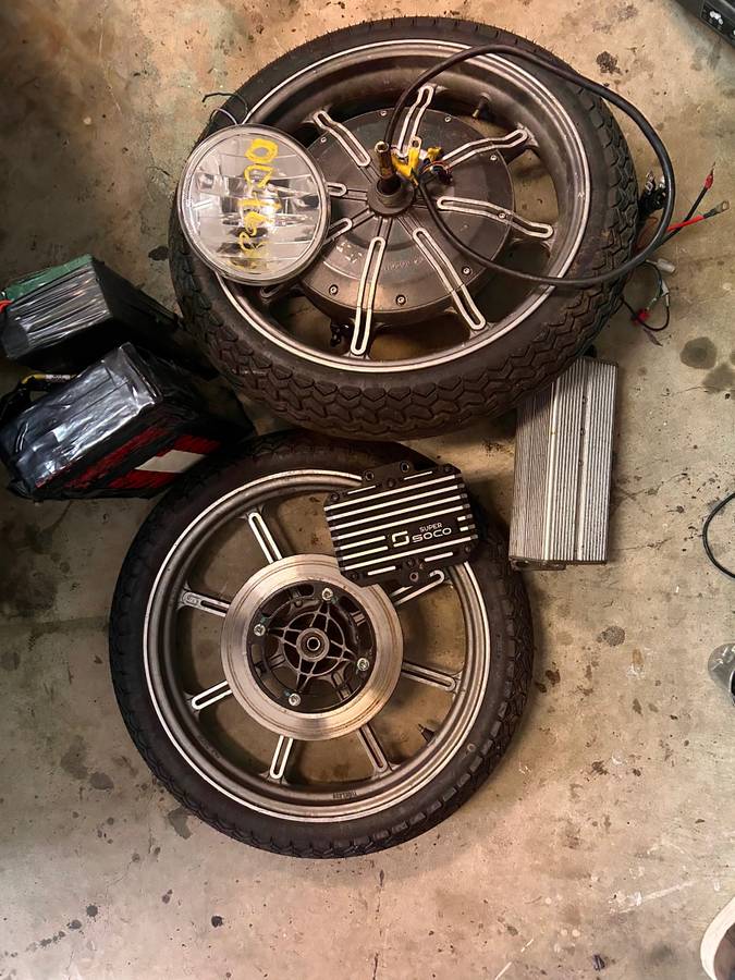 Electric motorcycle kit. 1.5 kW Bosch wheel hub motor plus batteries ...